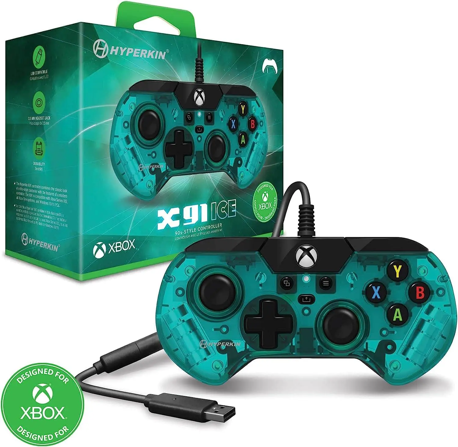Hyperkin X91 Wired Controller Aqua Green do Xbox, PC Przewodowy - Dobra ...