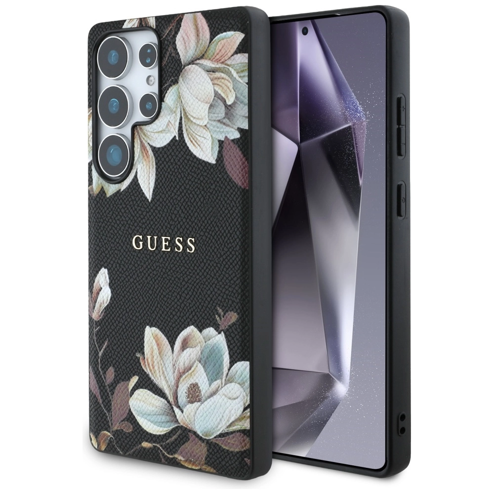 Etui Guess Grained Printed Flower Pattern MagSafe do Galaxy S25 Ultra ...