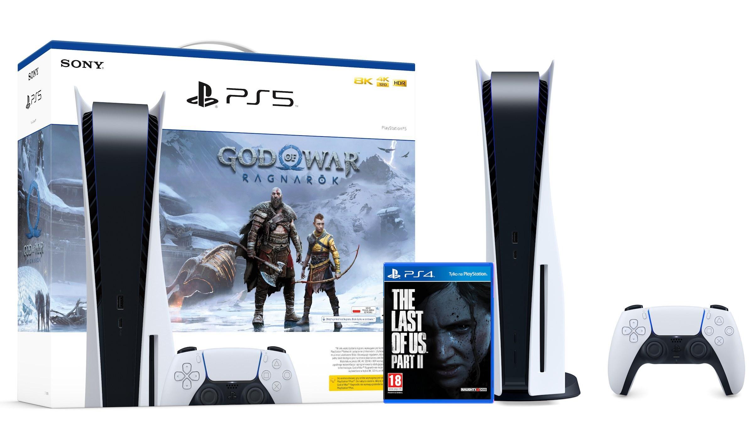 Sony PlayStation 5 (PS5) z napędem + God of War Ragnarok + The Last of Us Part II - Dobra cena ...