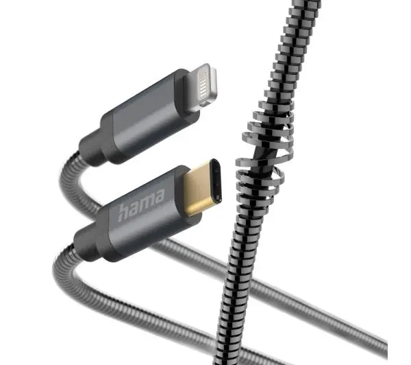 Kabel Hama Metal USB-C – Lightning 1,5m Szary - Opinie, Cena - RTV EURO AGD