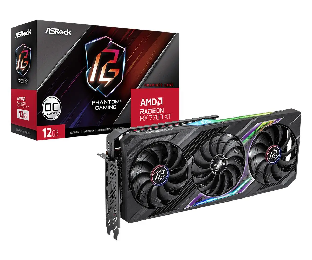 Karta graficzna ASrock Radeon RX 7700 XT Phantom Gaming OC 12GB GDDR6 ...