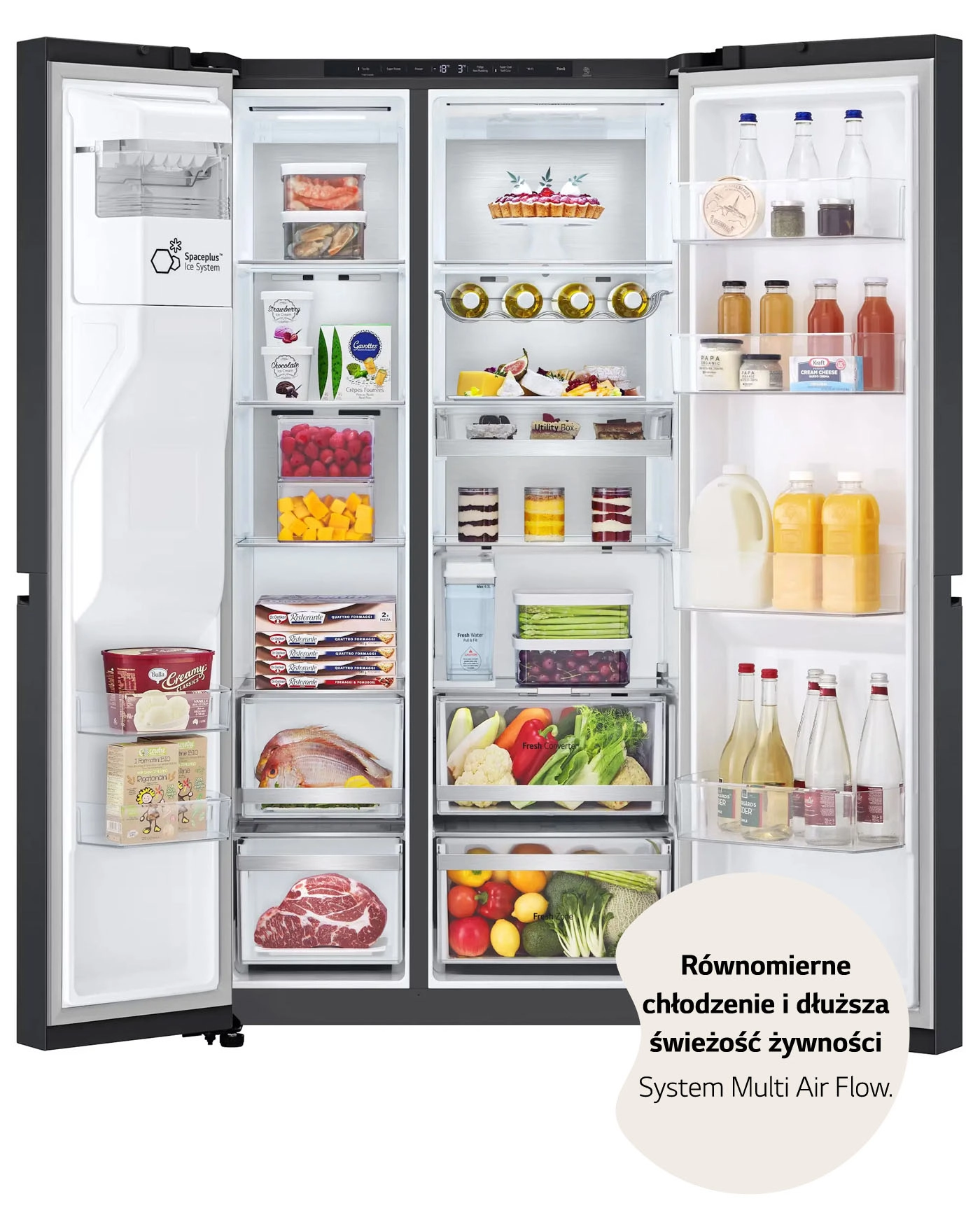 Lodówka LG SBS GSLE91EVAC Pełny No Frost 179cm Dystrybutor wody Zdalne ...