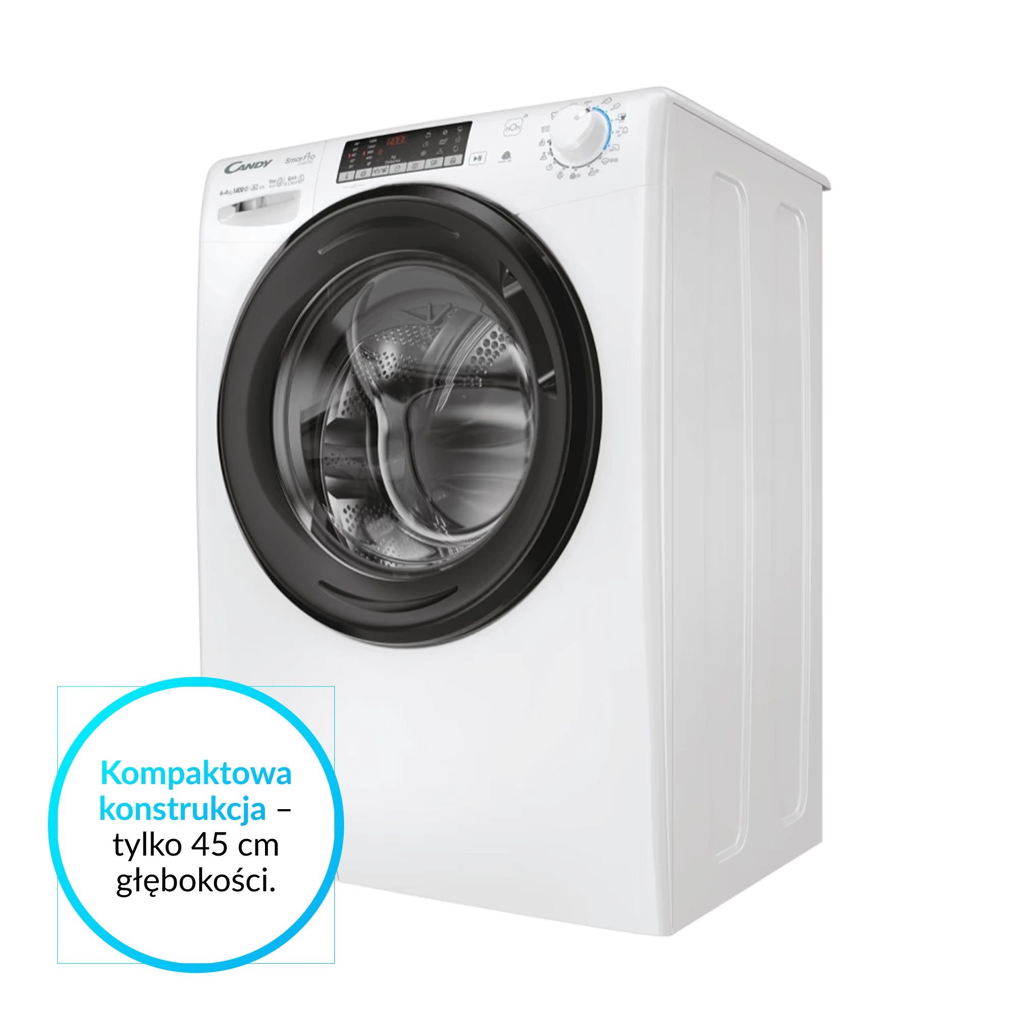 Pralko-suszarka Candy CSOW44644TWMB6-S Slim 40cm 6kg/4kg Zdalne ...