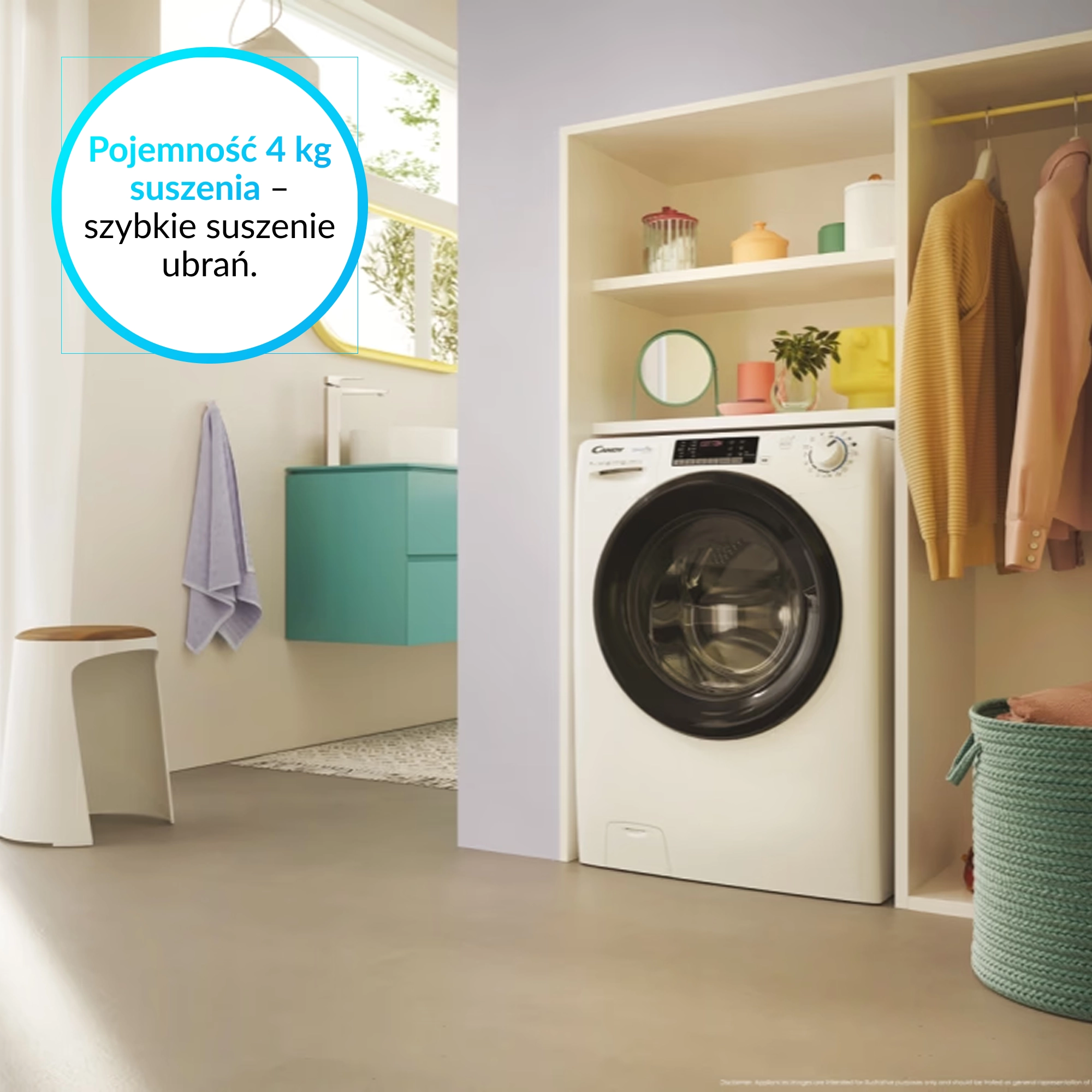 Pralko-suszarka Candy CSOW44644TWMB6-S Slim 40cm 6kg/4kg Zdalne ...