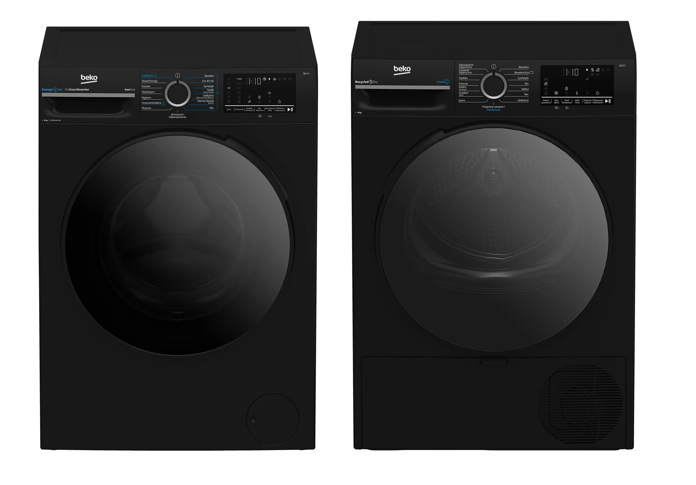 Beko pralka b300 BM3WFT48415PBDC EnergySpin 8kg 1400obr/min + suszarka b300 BM3T48249PBDC 52,1cm ...