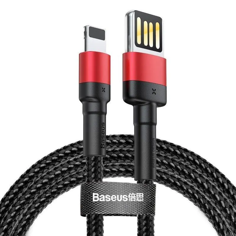 Kabel Baseus Lightning USB dwustronny Cafule 2,4A 1m Czarno-czerwony ...