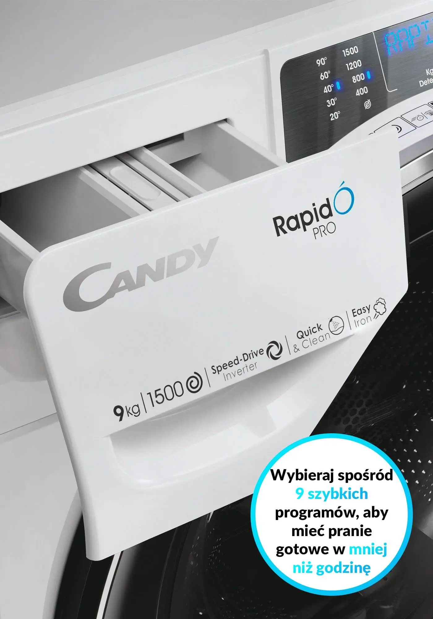 Pralka Candy RapidO Pro RP 596BWMBC/1-S Slim 9kg 1500obr/min Zdalne ...