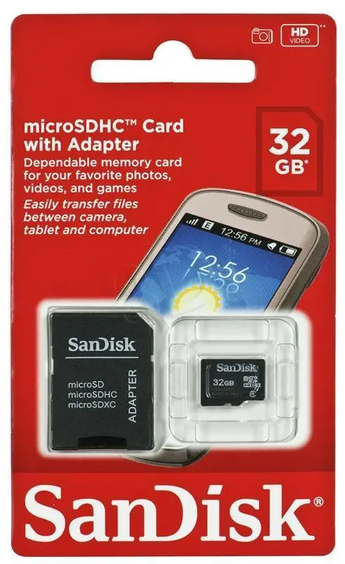 Karta pamięci SanDisk microSDHC 32GB Class 4 + adapter SD - Opinie, Cena - RTV EURO AGD