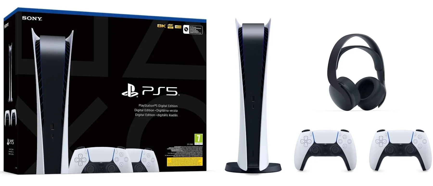 Sony PlayStation 5 Digital (PS5) + Dodatkowy Pad Biały + Słuchawki ...