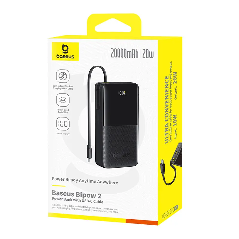 Powerbank Baseus Bipow 2 Digital Display 20000mAh 20W Czarny - Opinie, Cena - RTV EURO AGD